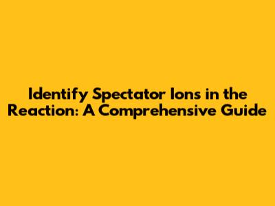 Identifying Spectator Ions In Chemical Reactions A Detailed Guide